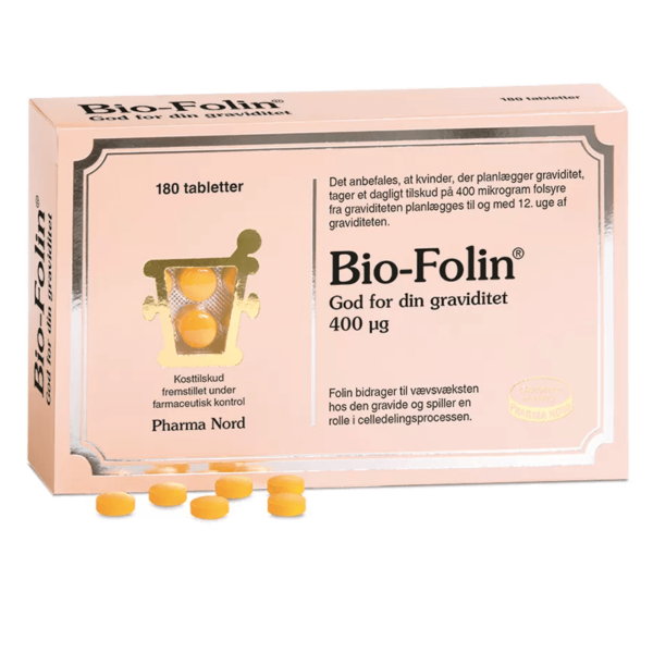 Bio-Folin 400 mcg - 180 tabletter - køb billigt hos Babyplan.dk