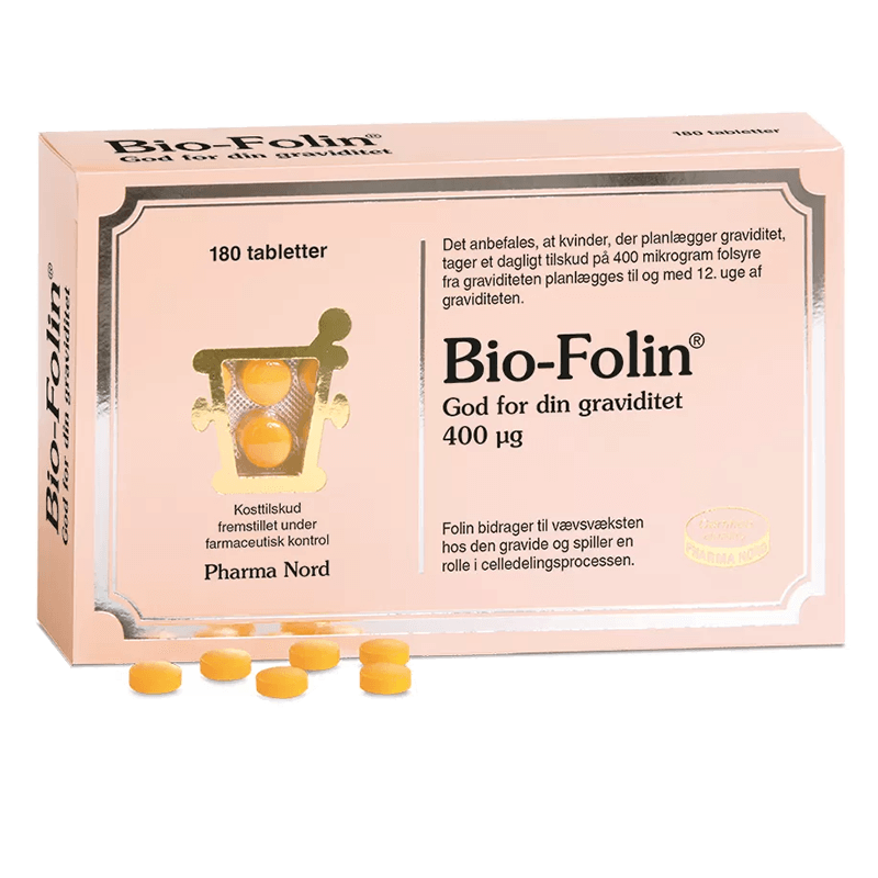 Bio-Folin 400 mcg - 180 tabletter - køb billigt hos Babyplan.dk